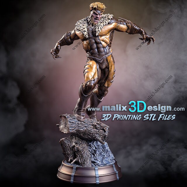 Sculpture Sabertooth X-Men Villain 3D Printed Model Art Objects Art ...