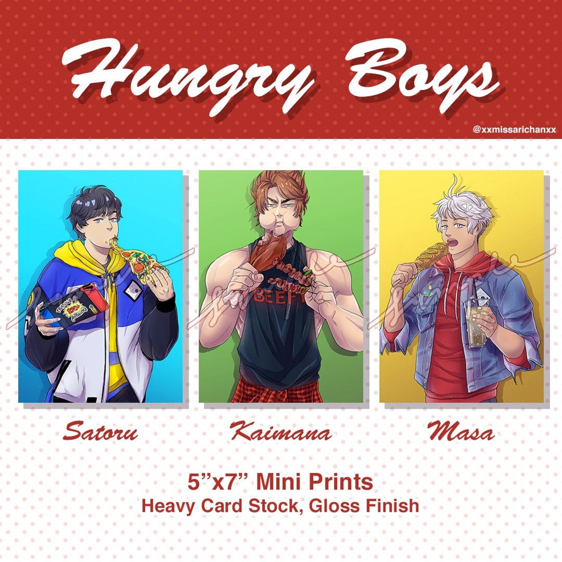 OC | Hungry Boys Mini Prints | Himbo Beefy Boys Love Bl Yaoi Food Yummy ...