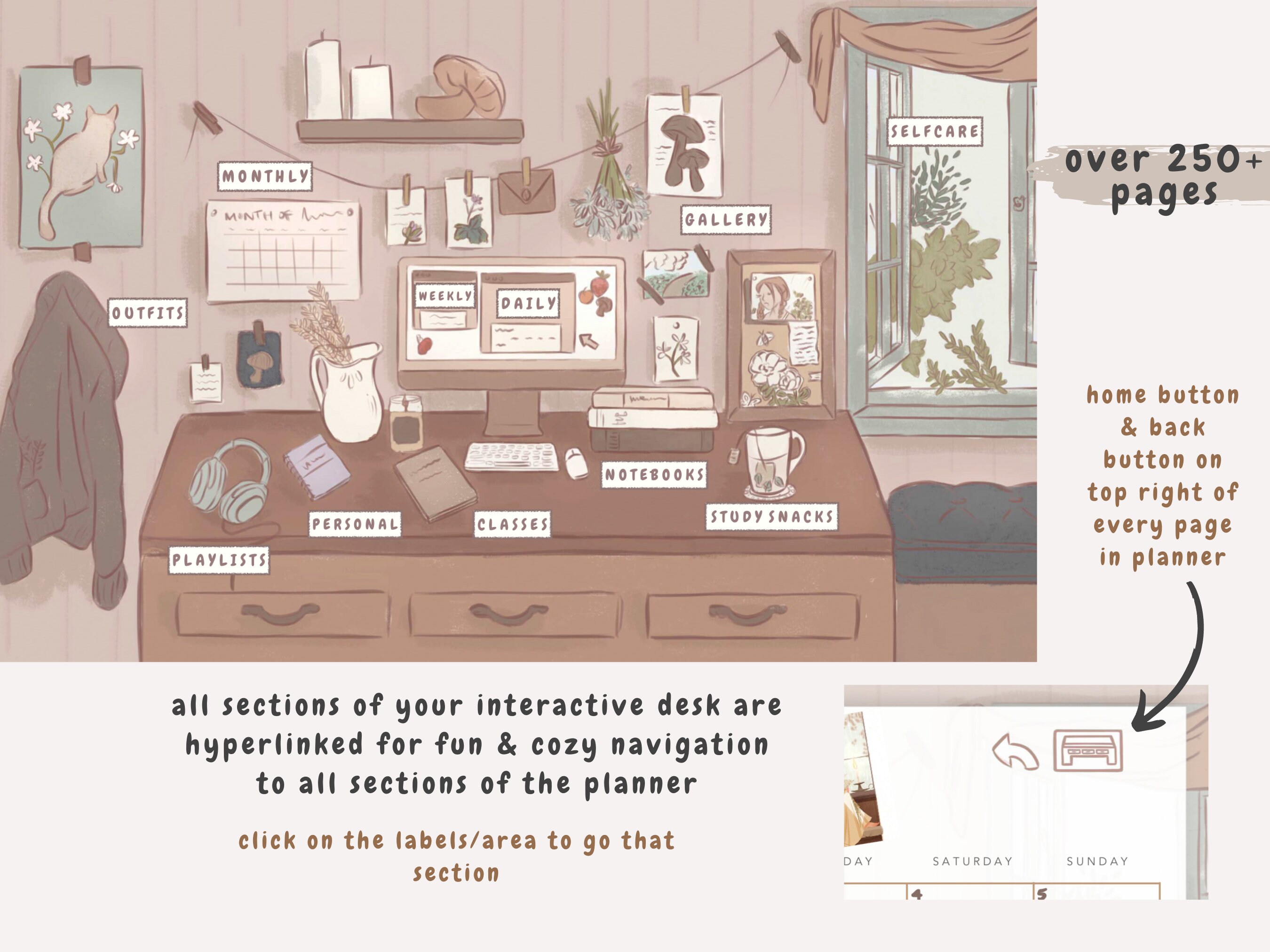 Academic Student Cottagecore Digital Planner UNDATED - Goodnotes Study ...