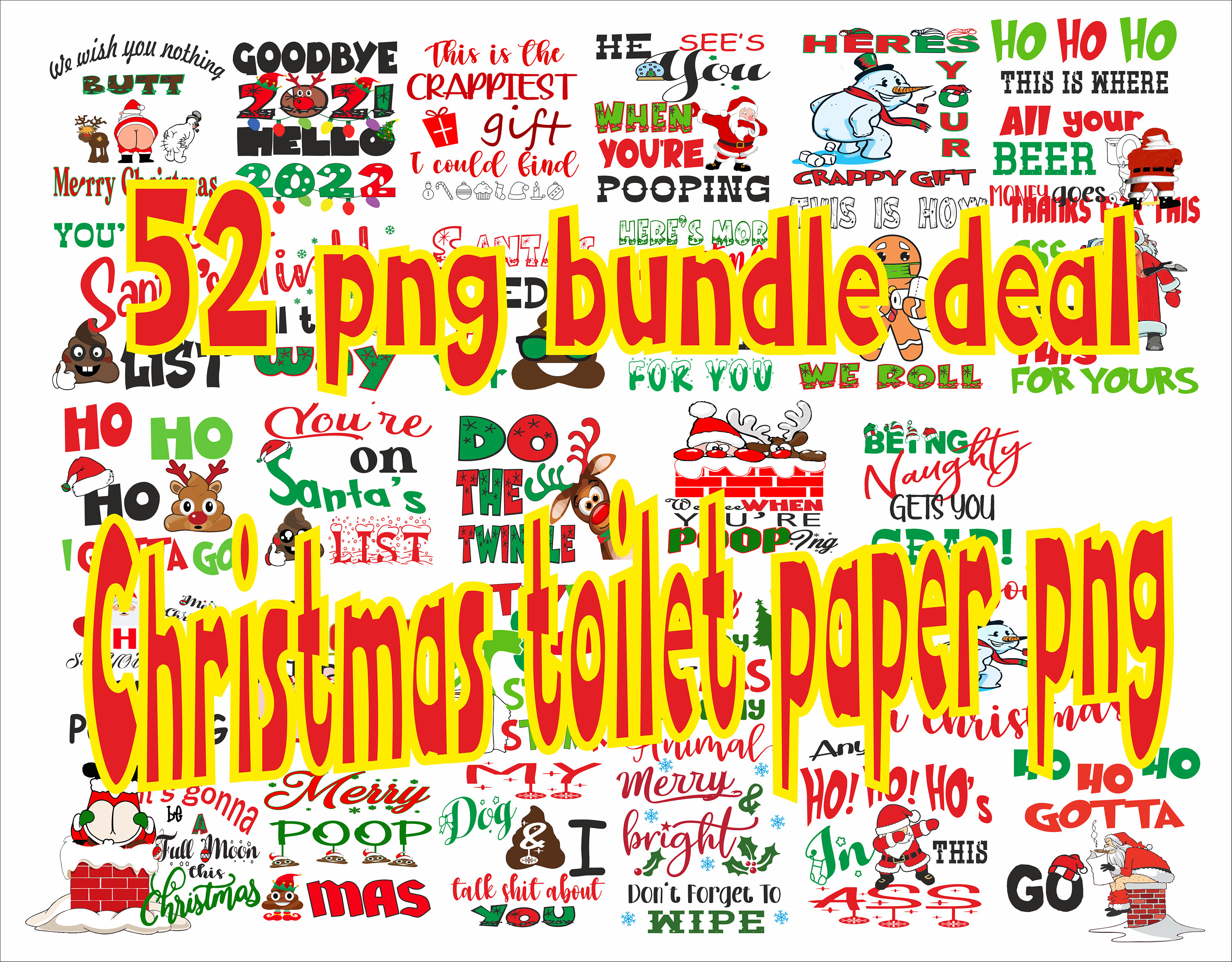 Christmas Bundle 52 Png Images Shristmas Toilet Paper Digital | Etsy