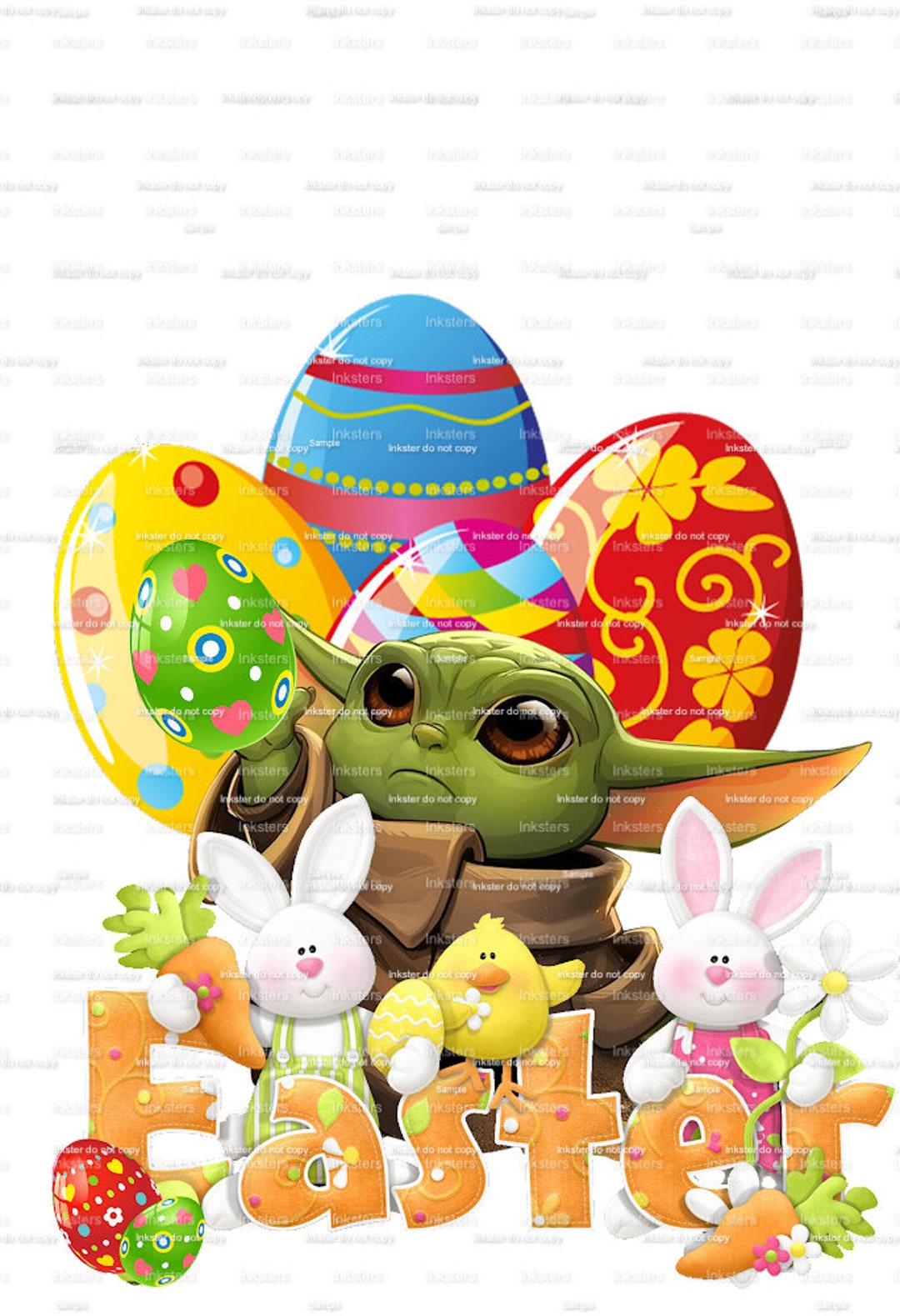 Easter Digital Png Baby Yoda Digital Download Dtf Printing Sublimation ...