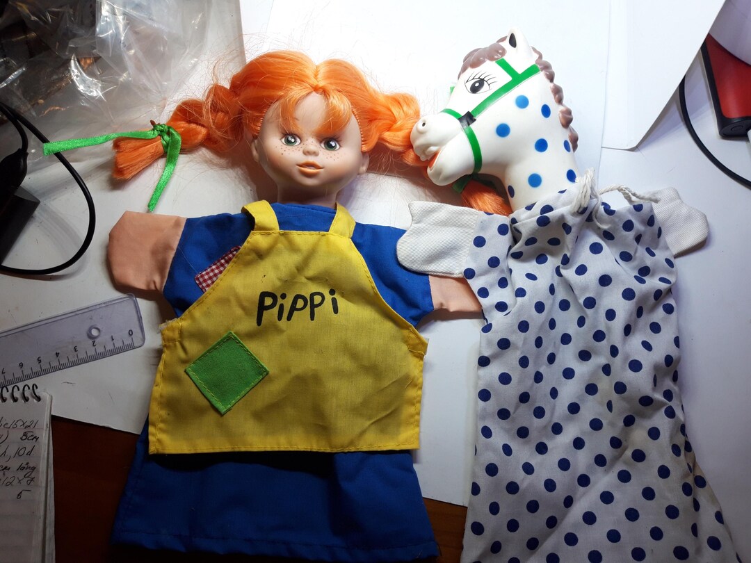 Pippi Longstocking and Her Horse Pappet Dolls Vintage Made in Sweden - Etsy