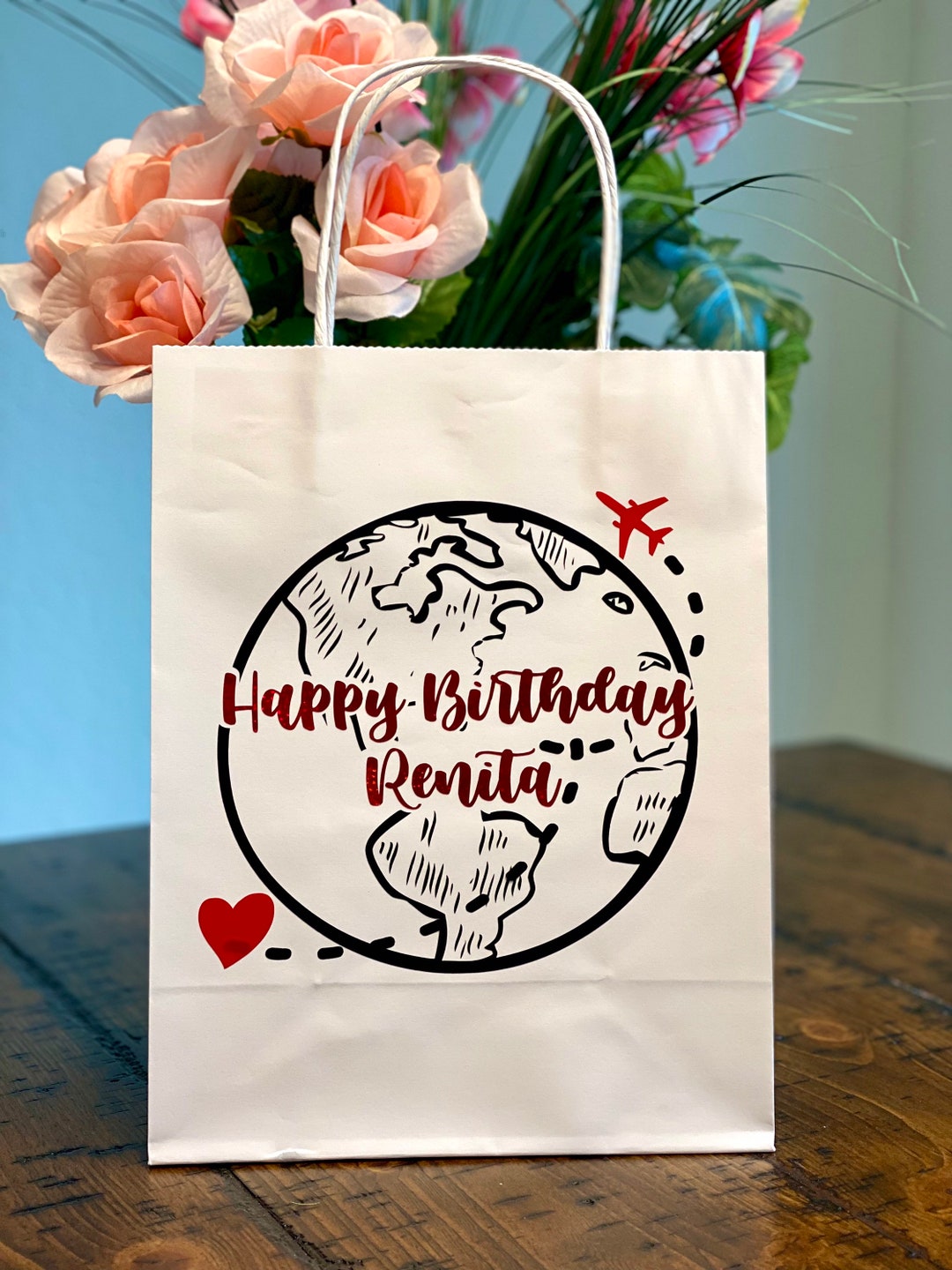 Personalized Birthday Gift Bag, Birthday Kraft Bag, Happy Birthday Gift ...