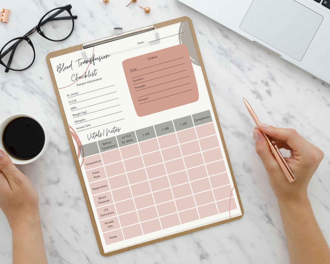 Transfusion Checklist Infusion Template Infusion Guide - Etsy