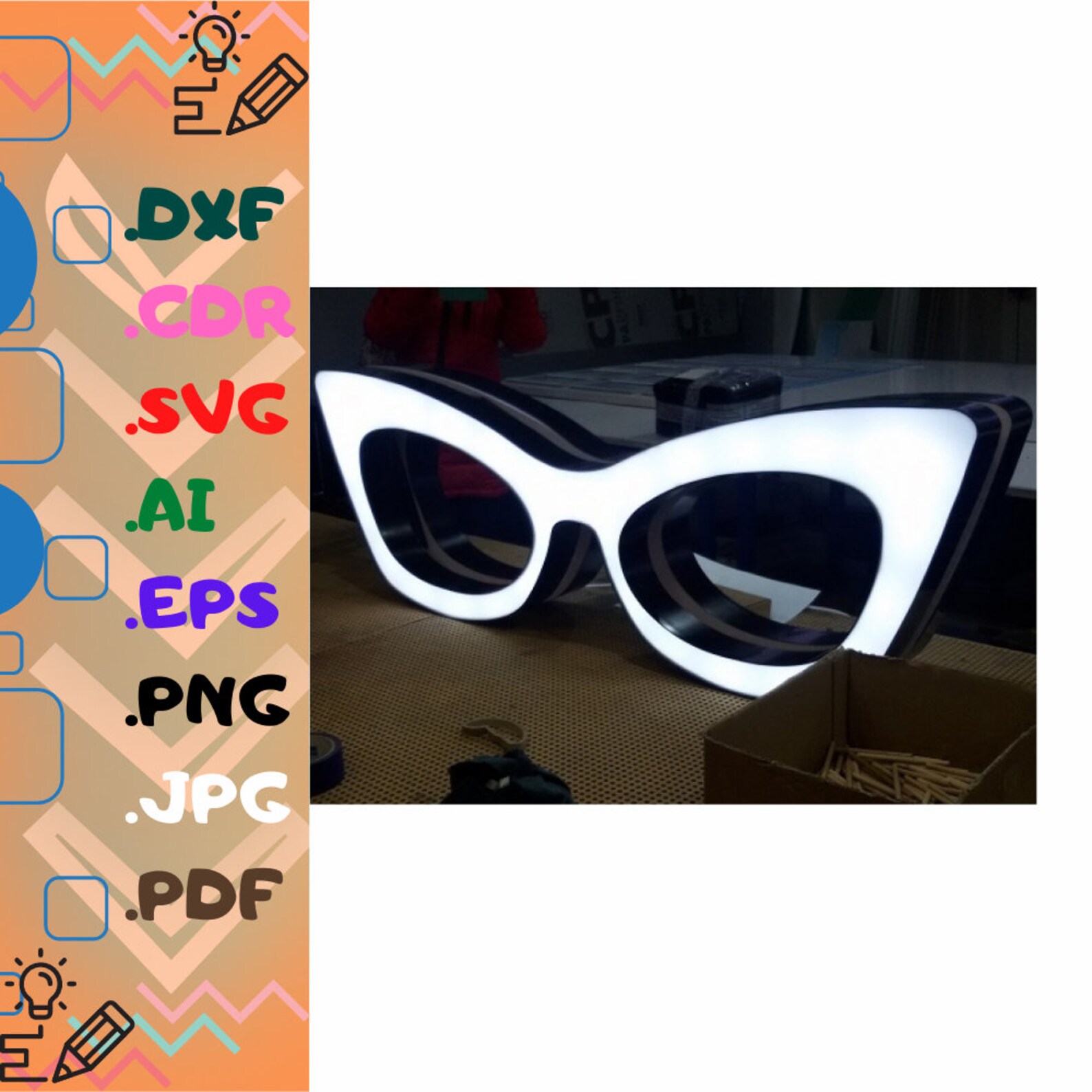 Glasses Optical Shop Sign Board DXF Optometrist Optician Eyeglasses ...