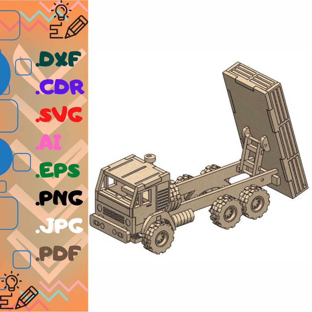 Dump Truck Toy, Laser Cut Toy Dump Truck. Laser Cut Files SVG DXF CDR ...