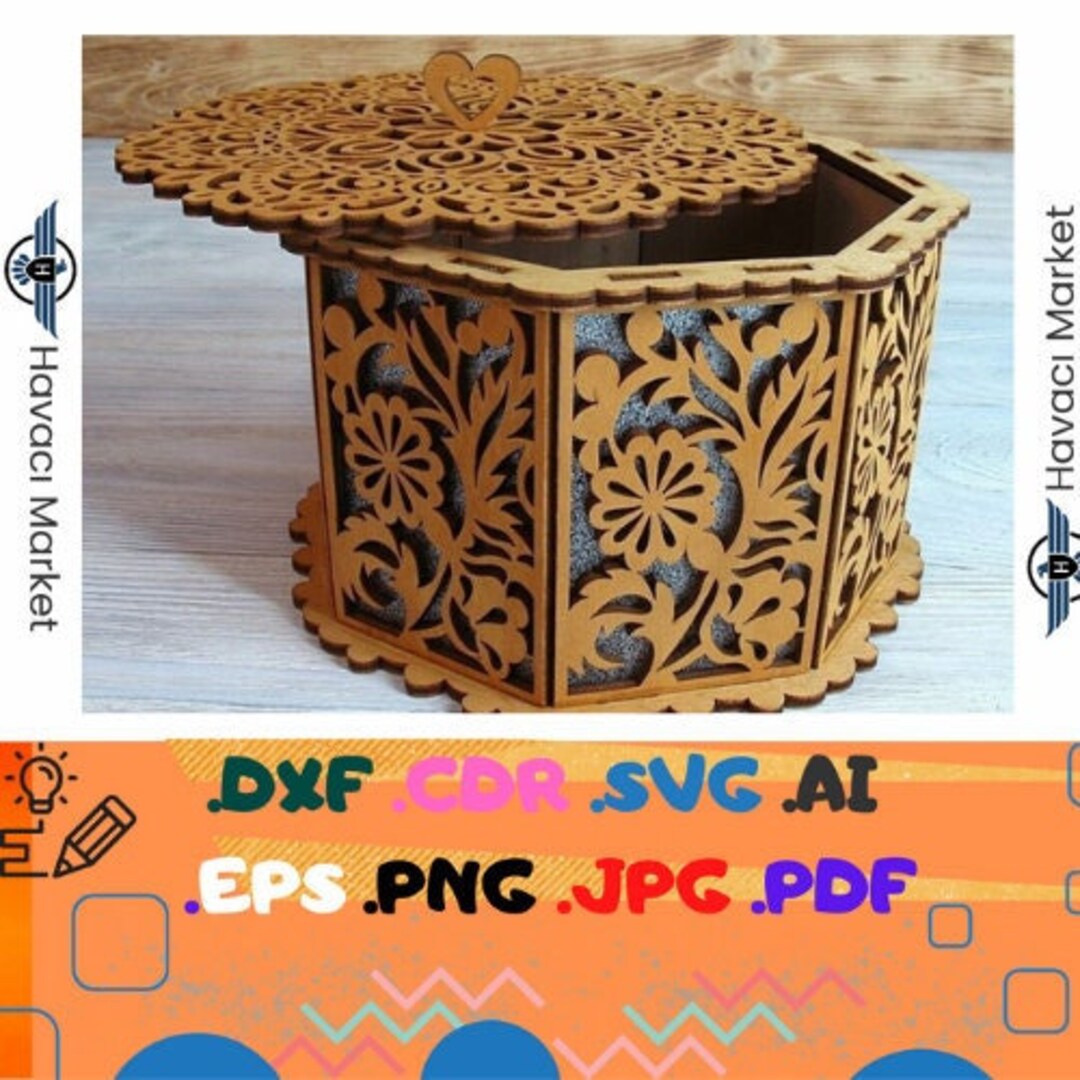 Decorative Box Laser Cutting CDR and DXF File 3d Puzzle - Etsy