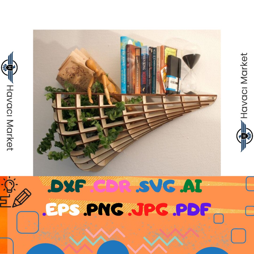 Wall Pocket Shelf Bookcase 3D Sphere Shelf Wall Decor Vector Laser Cut ...