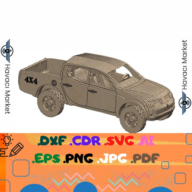 Mitsubishi L200 Car Pickup Japan Truck Cricut, Laser Cnc, DXF, Plotter ...