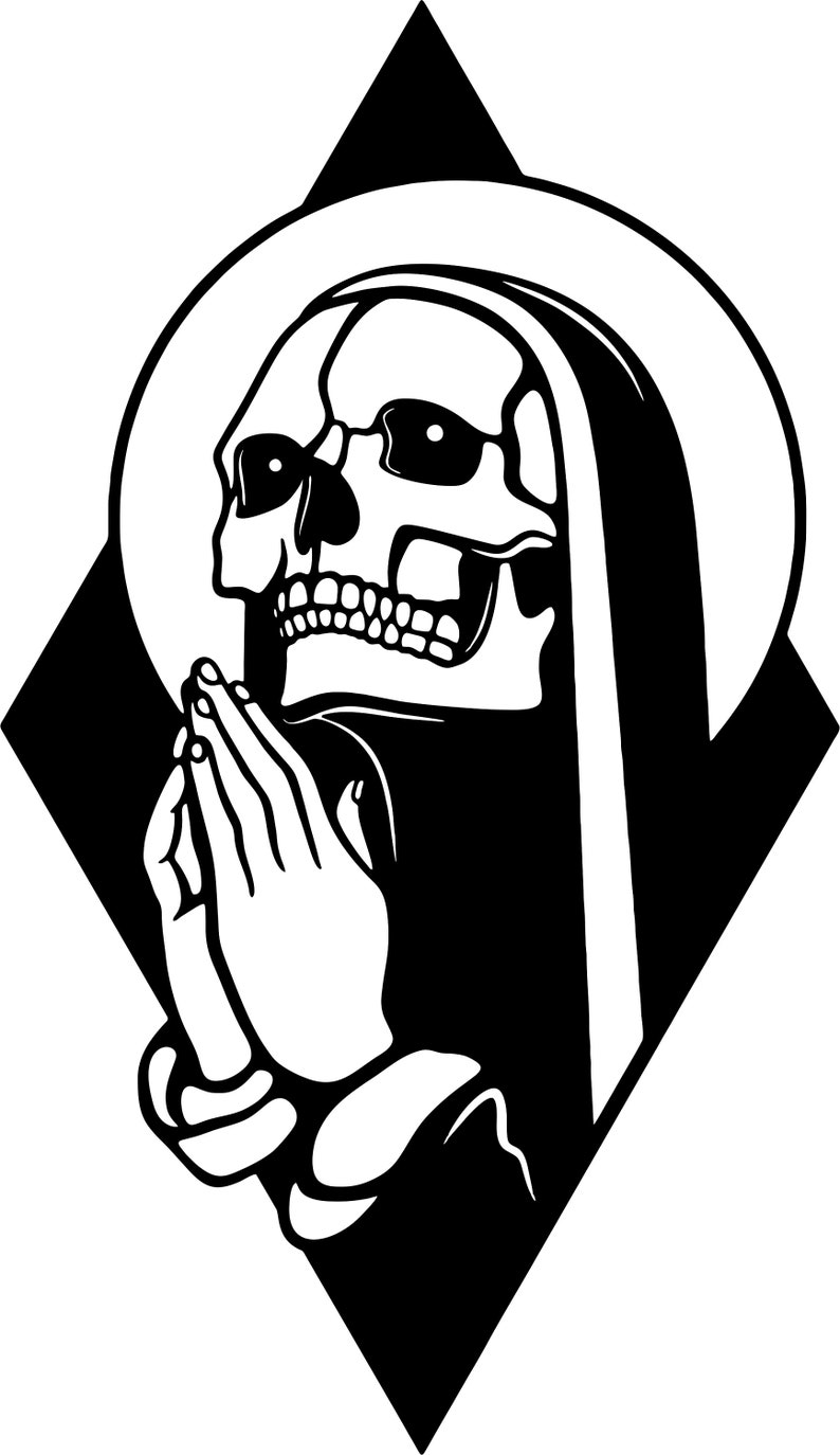 Death Amen, Black Santa Muerte, Skull, Grim Cut Svg Dxf File Wall ...