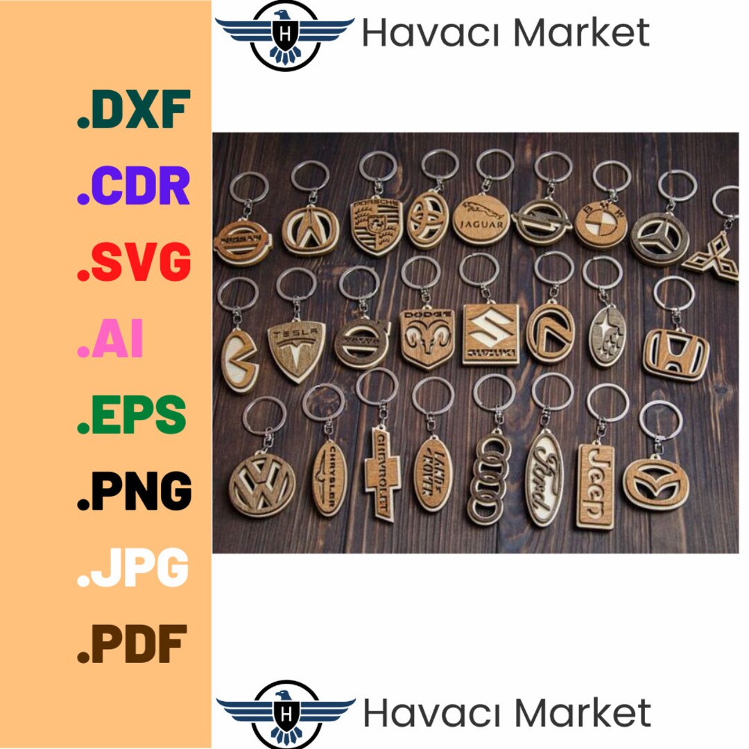 Wood Car 35 PLCS Keychains Laser Cut Cnc Cutting Sheet Metal Pdf ...