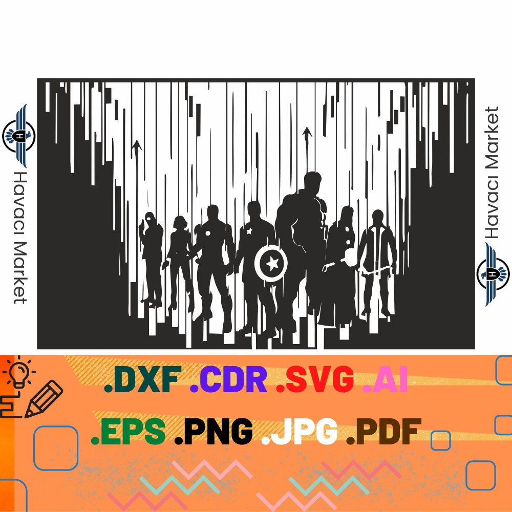 Avengers Age of Ultron Laser Cutting Vector Silhouettes Dxf Cdr Eps Png ...