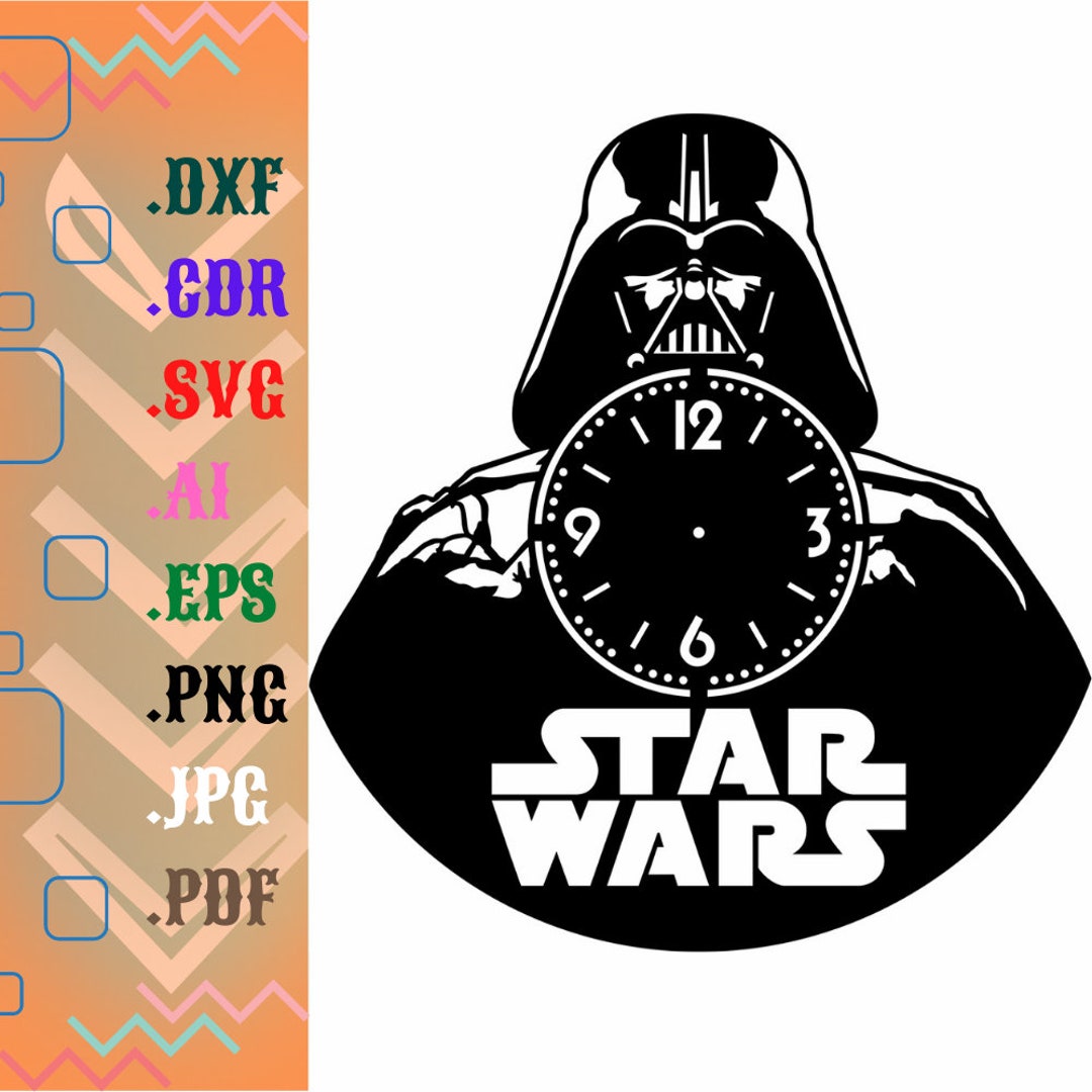 New Star Wars Wall Clock for Laser Cut Dxf File Pdf Silhouette Template ...