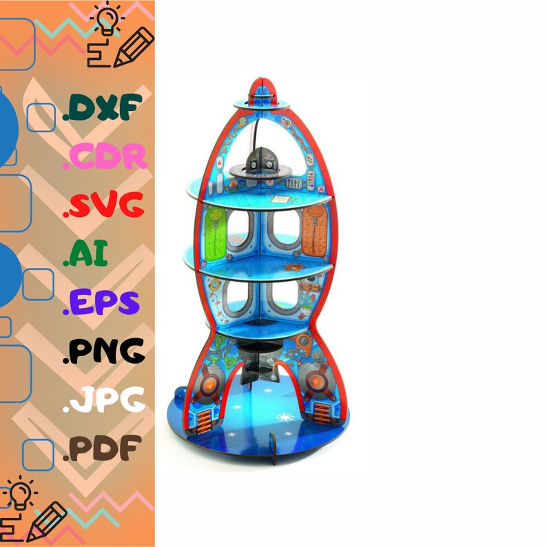 Kids Rocket Shelf Laser Cut Spaceship Rocket Templates Ready for Cut ...