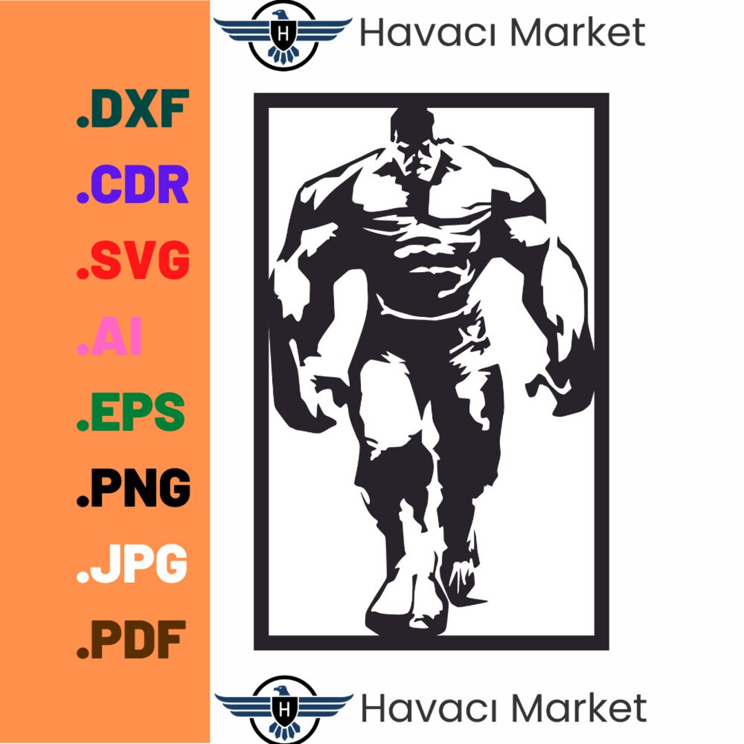 Hulk Wall Decor File Sticker Pdf Silhouette Template Cnc Cutting Router ...