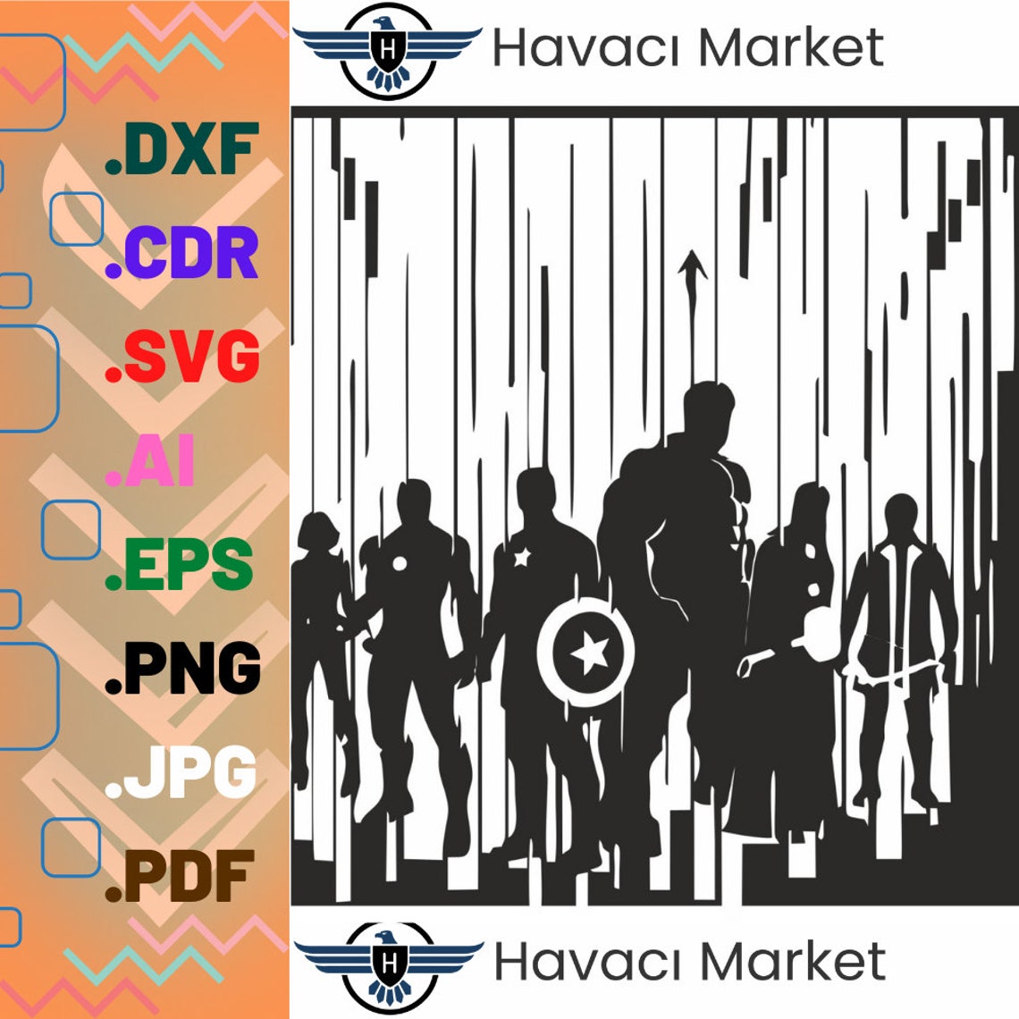 Avengers Age of Ultron Laser Cutting Vector Silhouettes Dxf Cdr Eps Png ...