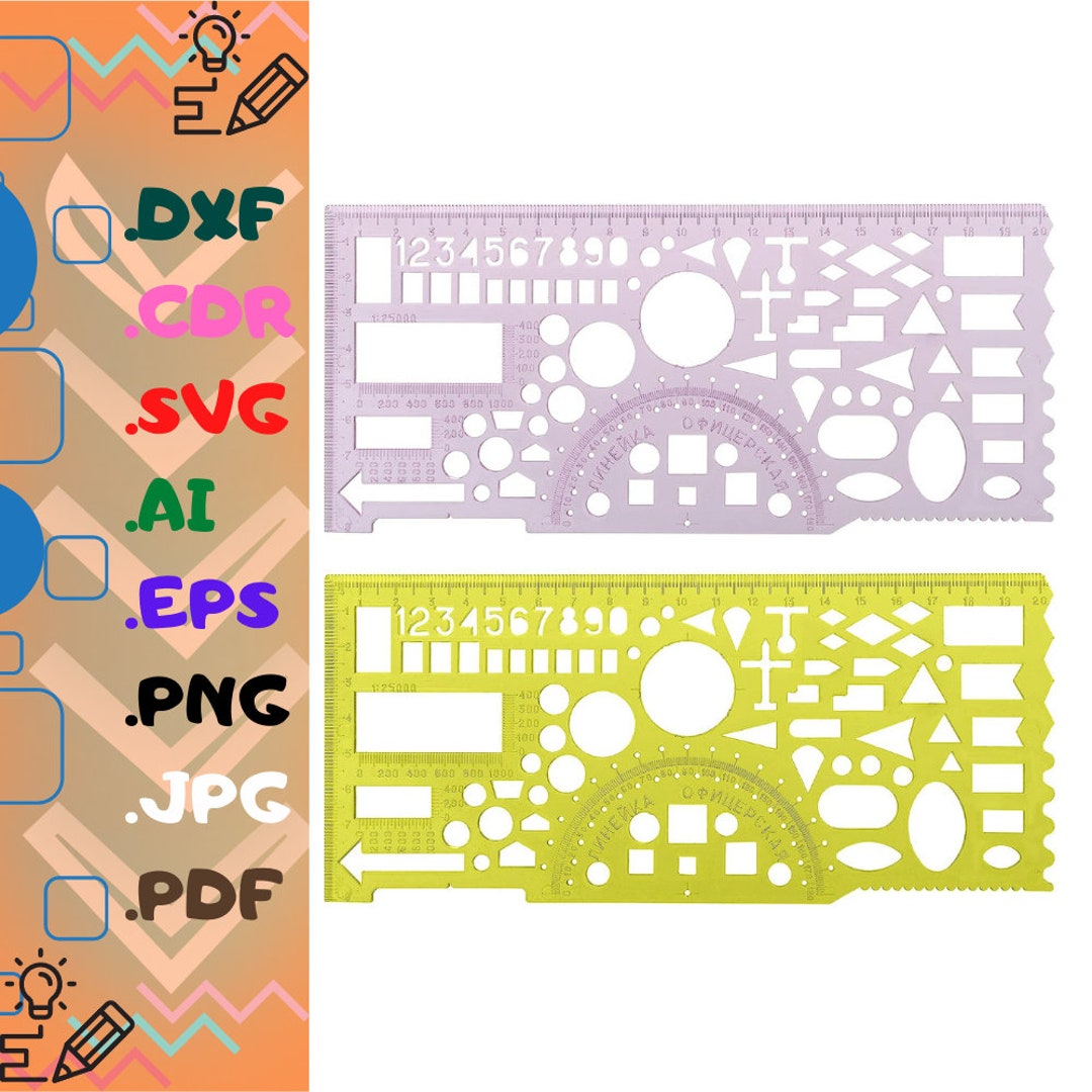 RULER Stencil Universal Template Rectangle Ruler Vector Laser Cut Dxf ...