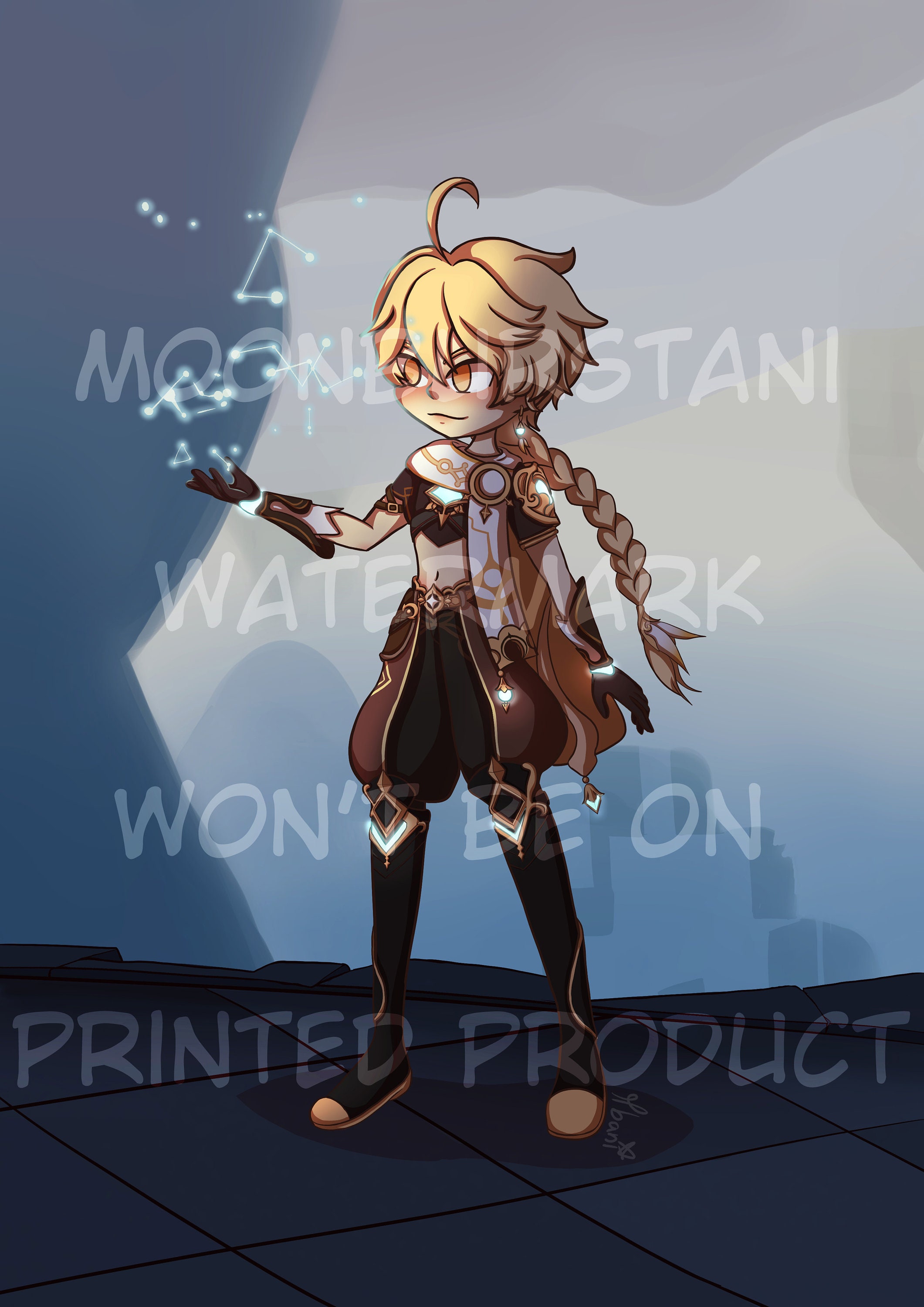 Genshin Impact Aether Print and Sticker | Etsy