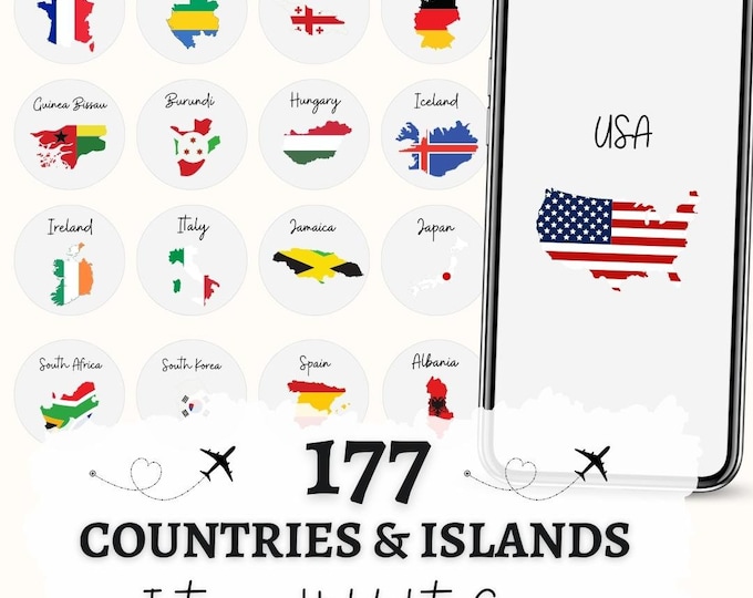 Travel Instagram Highlight Covers | 100 Countries Icons (digital ...