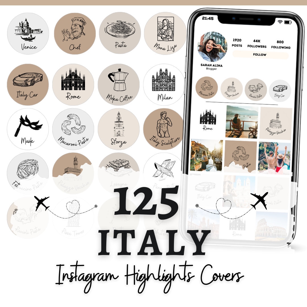 Italy Travel Instagram Highlight Covers | Cities & Monuments (digital ...