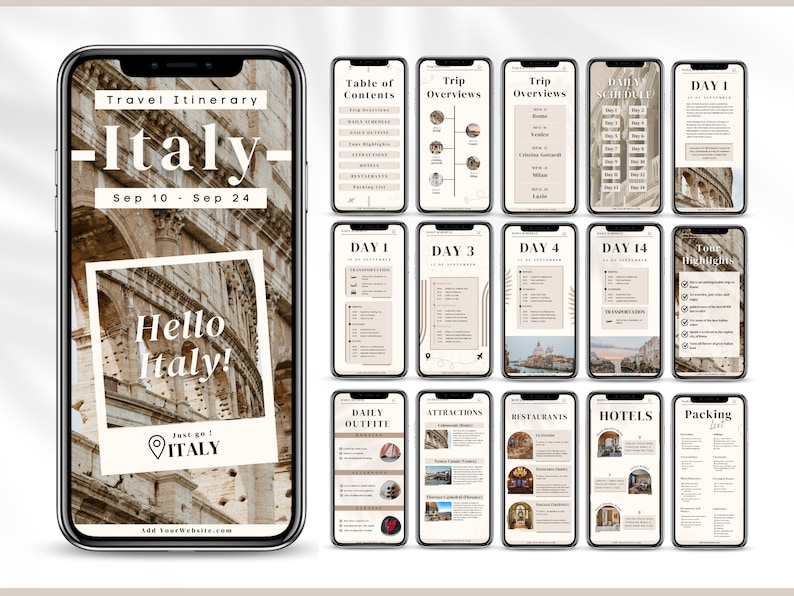 Editable Travel Itinerary Template | Mobile Travel Planner (digital ...