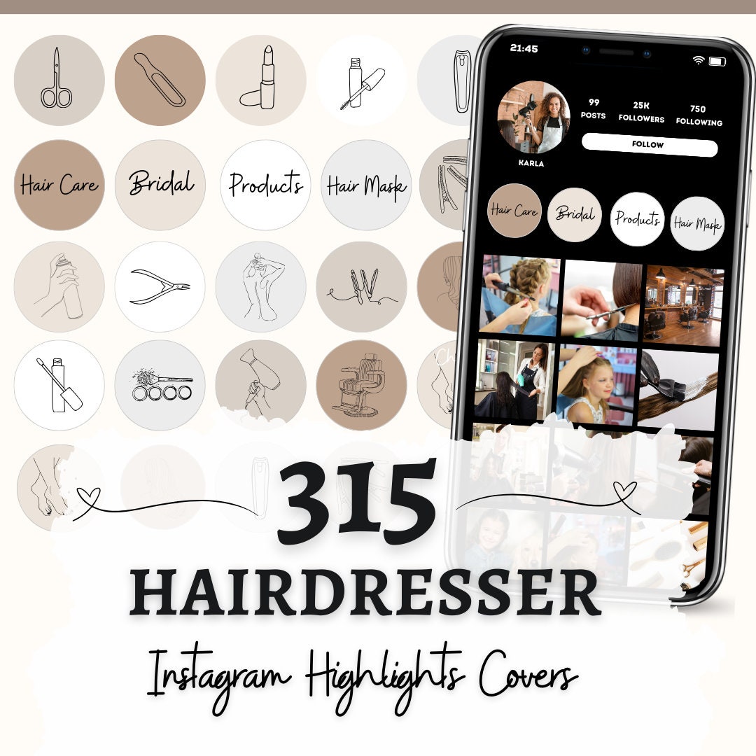 Hairdresser Instagram Highlight Covers: Neutral Salon Icons (315 PNG ...