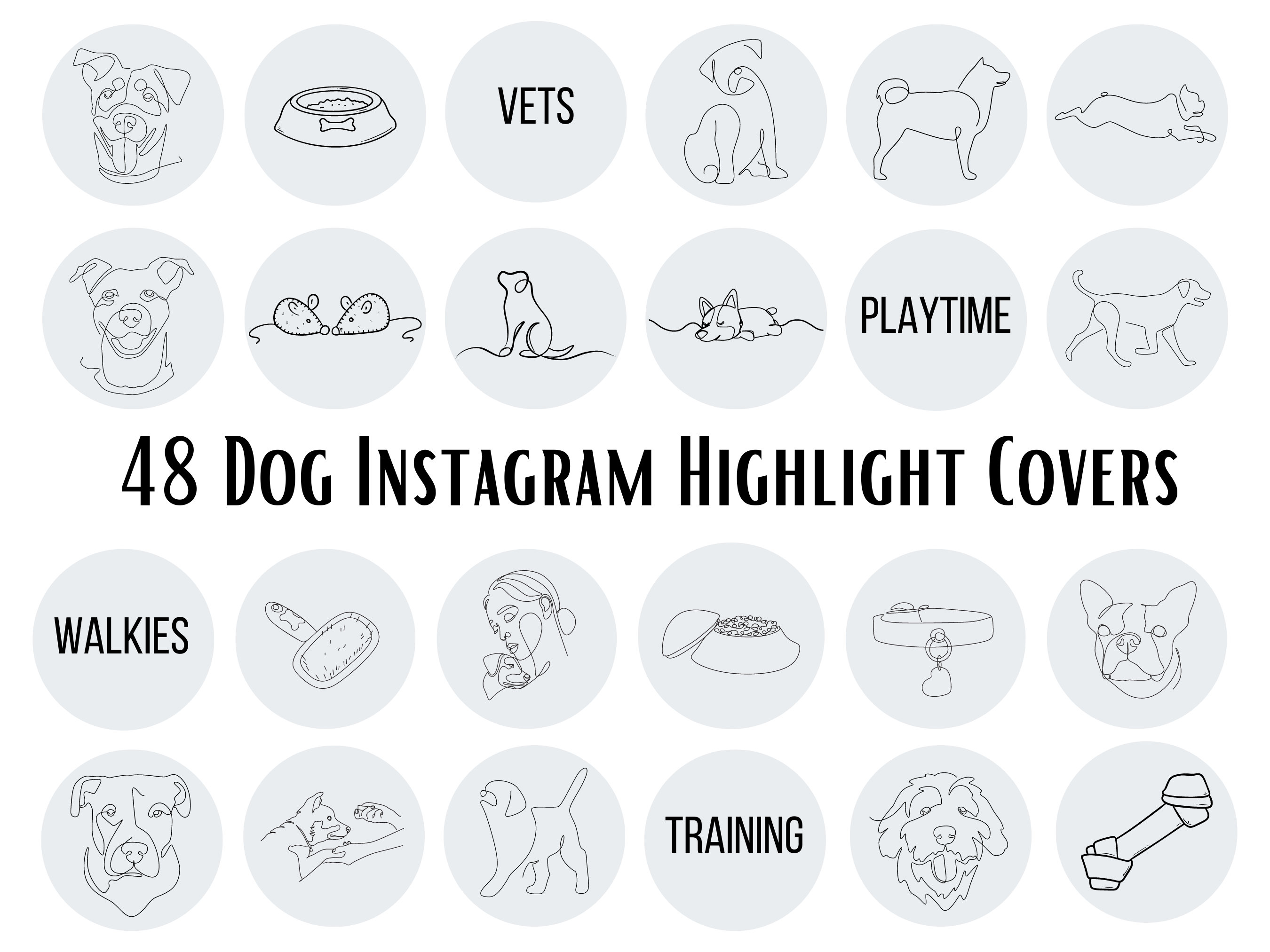 Dog Instagram Highlight Covers | Minimalist Line Art Highlight Covers ...