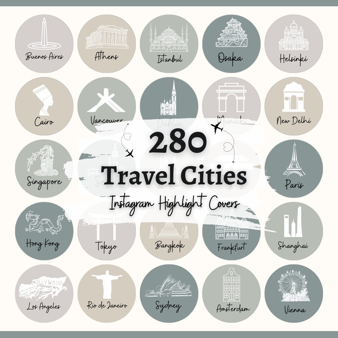 Portadas destacadas de Instagram para Travel City / Neutral Sage ...