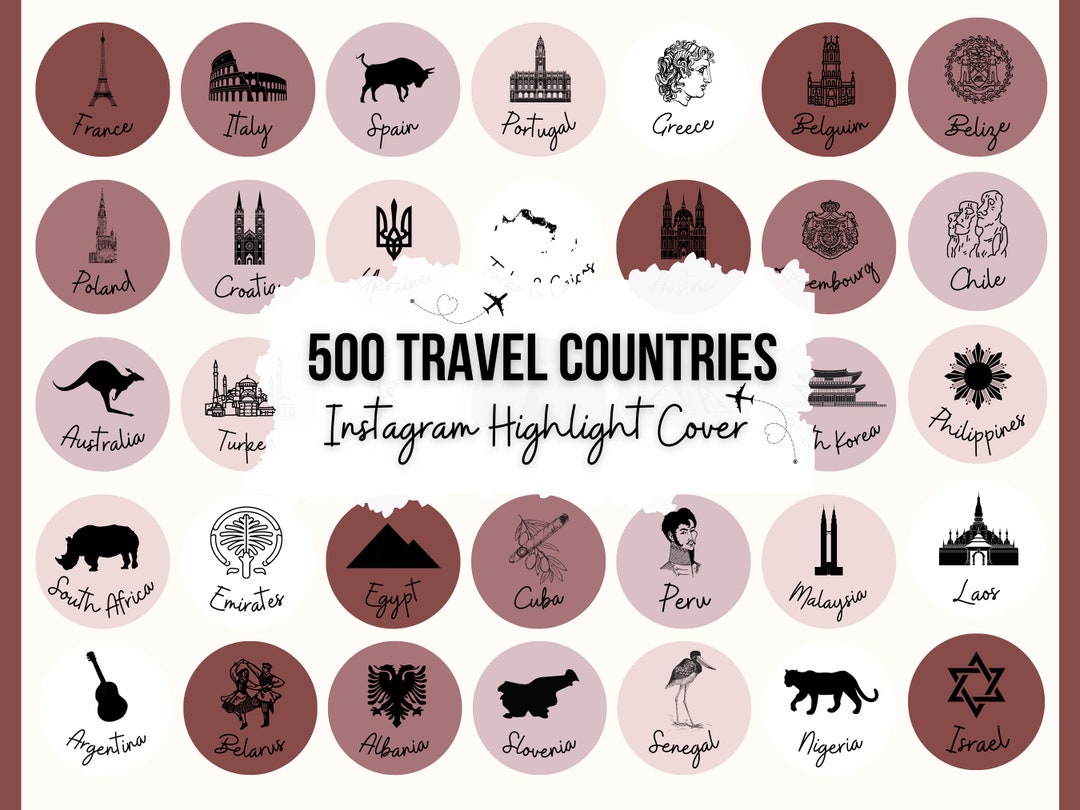 Countries Instagram Highlight Covers | Travel Countries Illustrations ...