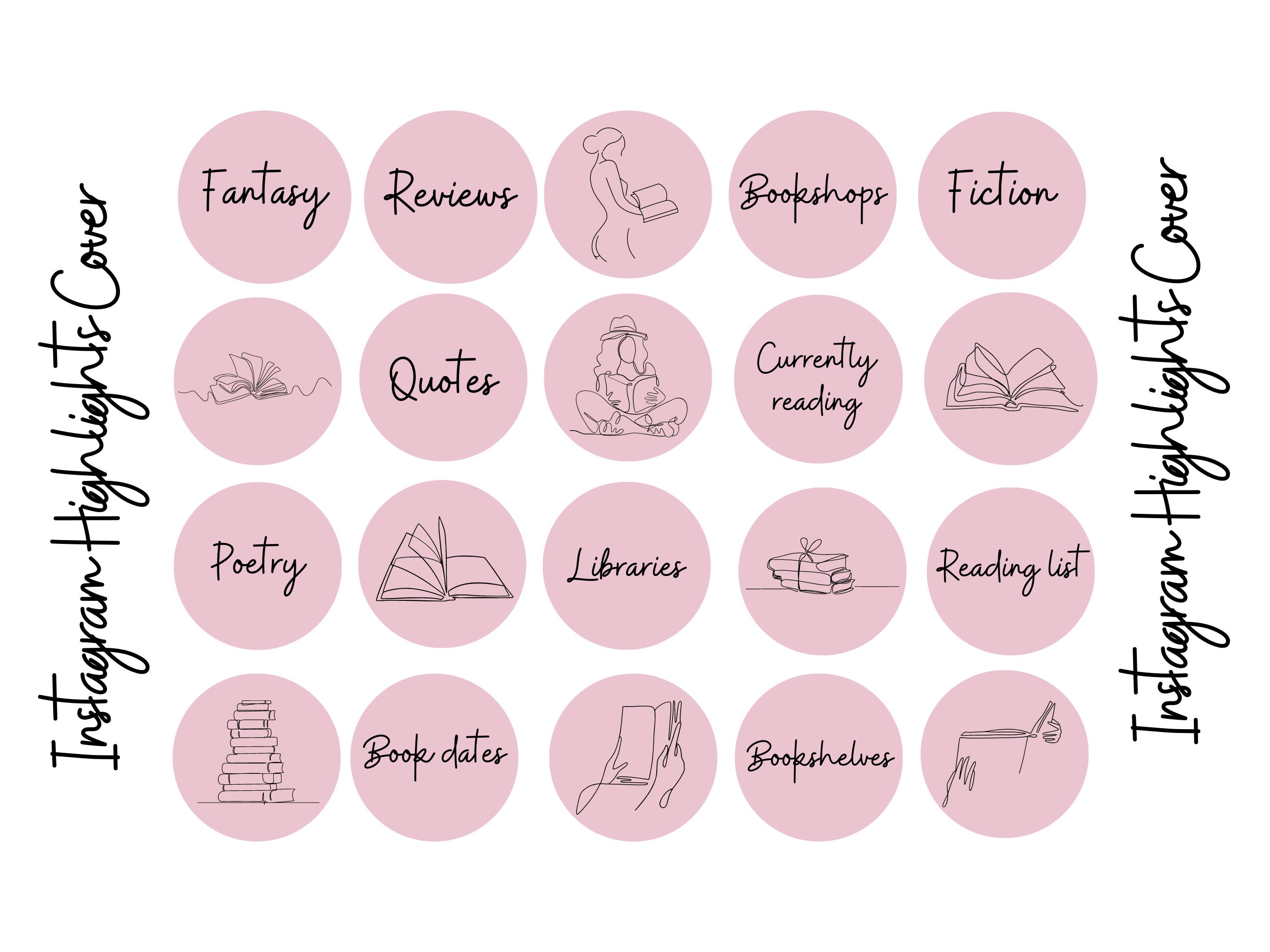 Pink Book Instagram Highlight Covers | Minimal Line Art Instagram ...