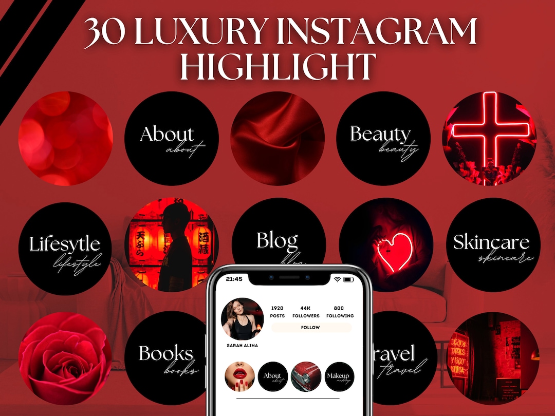 Luxury Instagram Highlight Covers Red LUXURY Instagram Story Luxury ...