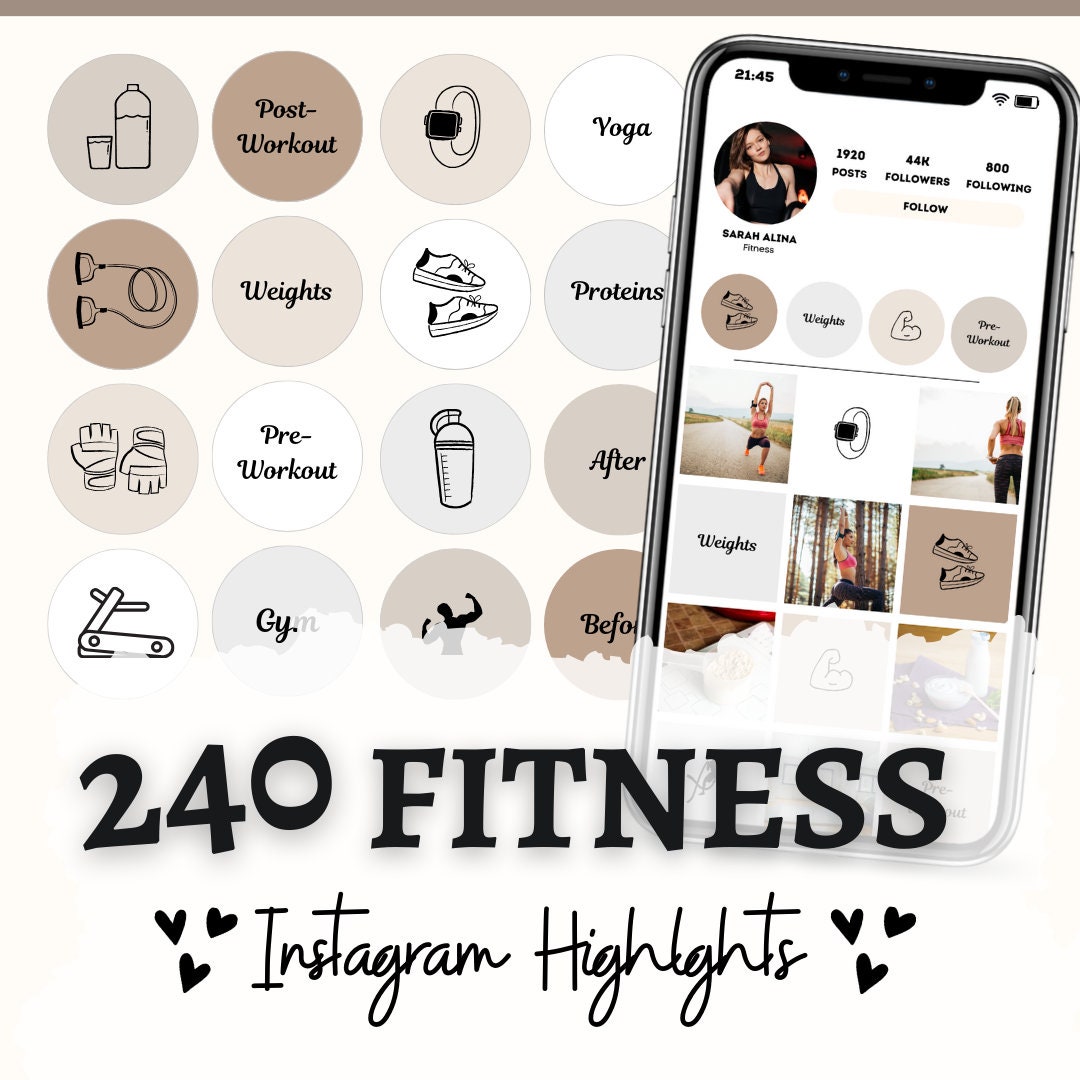 Fitness Instagram Highlight Covers | Fitness Trendy Illustrations on 5 ...