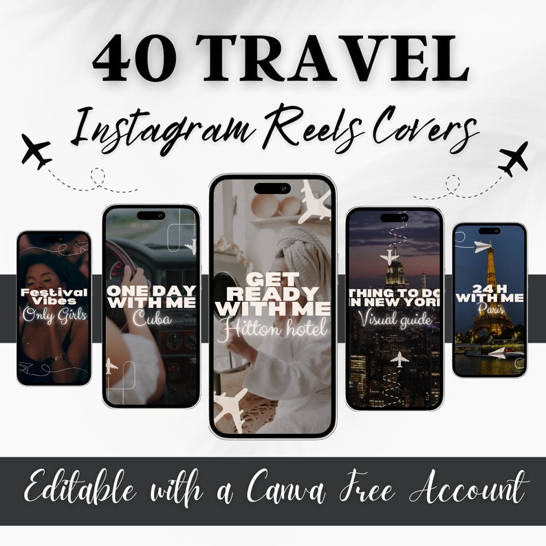 Travel Instagram Reels Covers | Canva Editable Templates (digital ...
