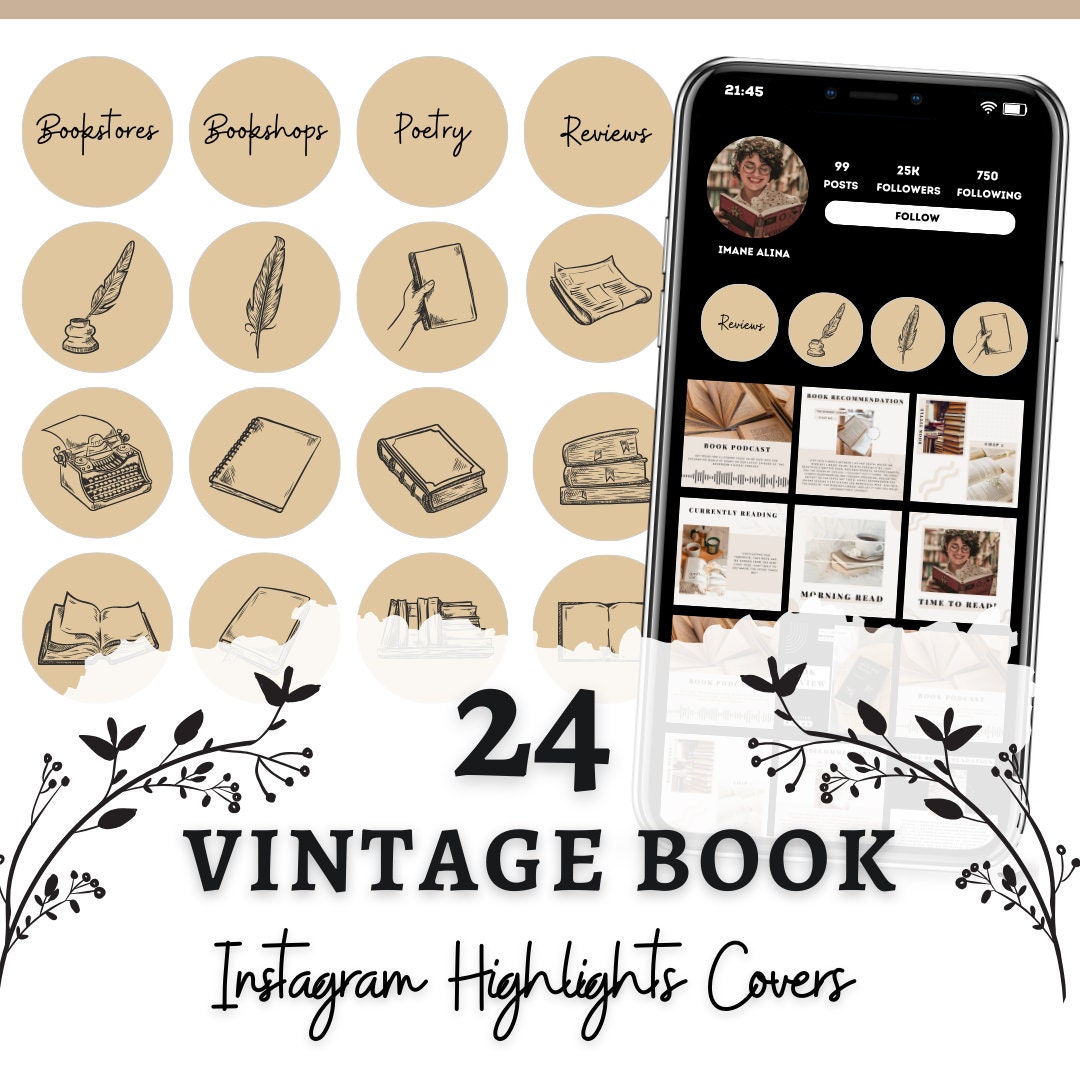 Vintage Book Instagram Highlight Covers: Blogger Story Icons (digital ...