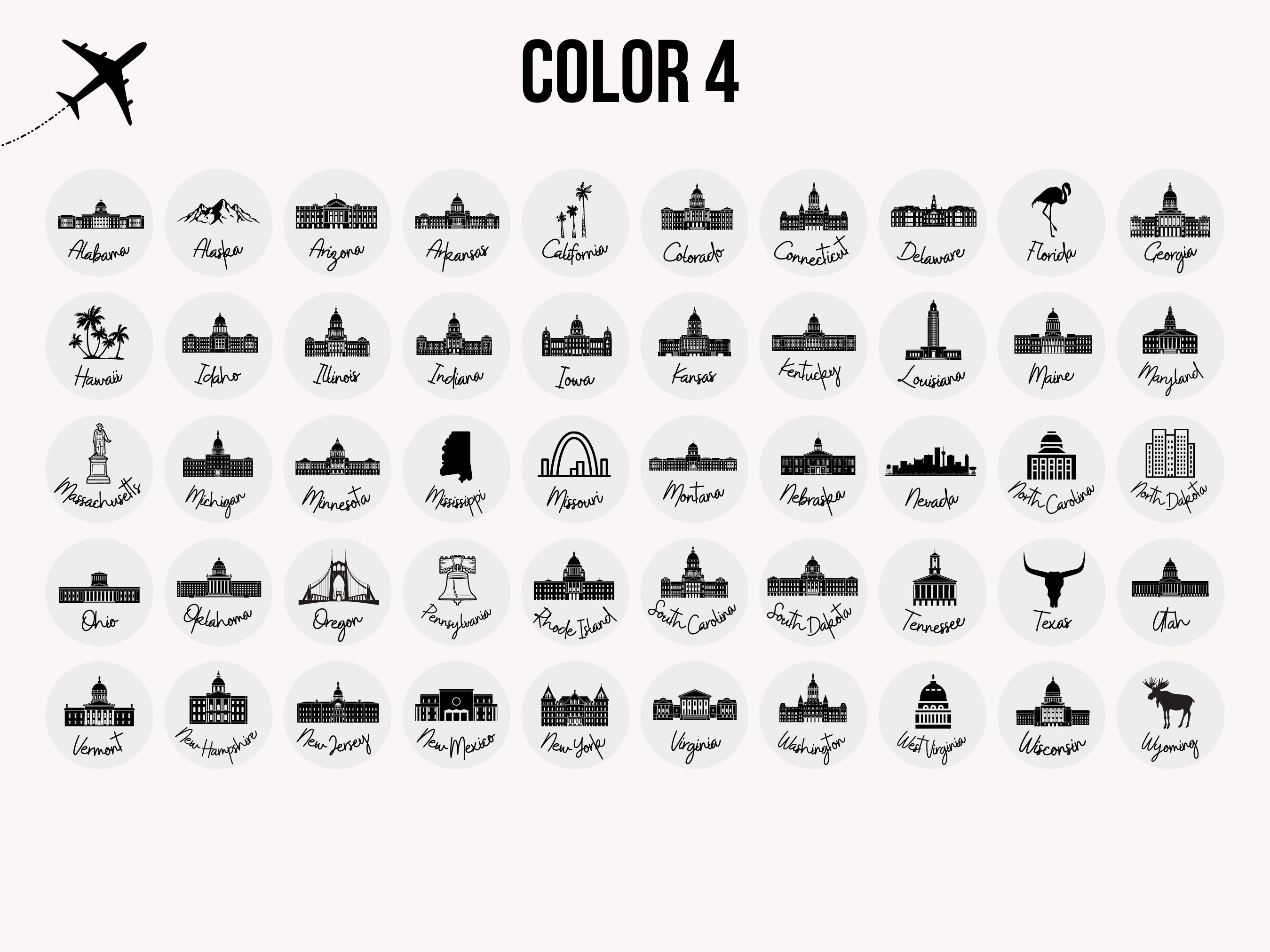 US States Instagram Highlight Covers 50 American States Illustrations ...