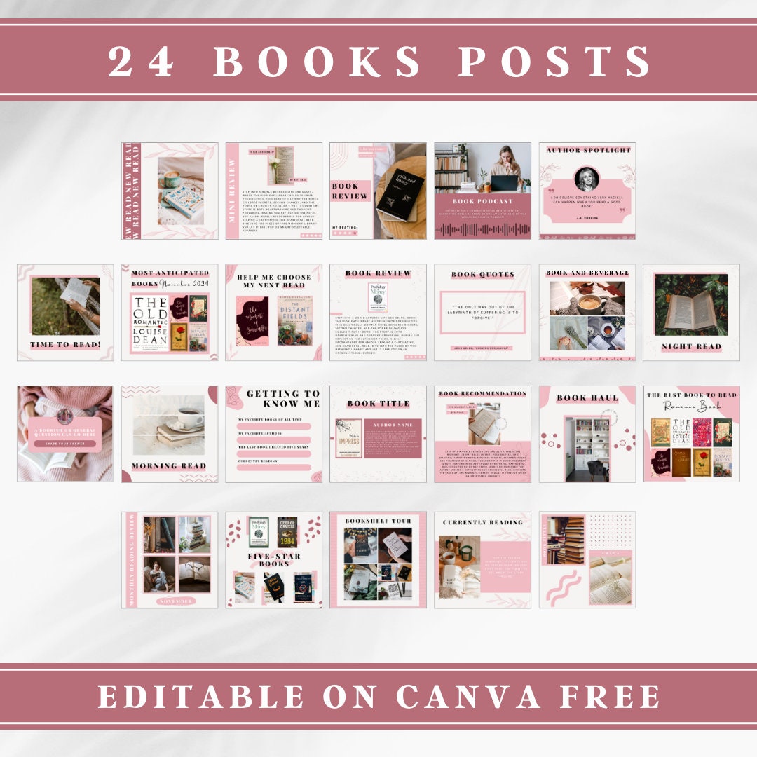 Books Instagram Posts Templates, Minimalist Bookstagram Templates ...