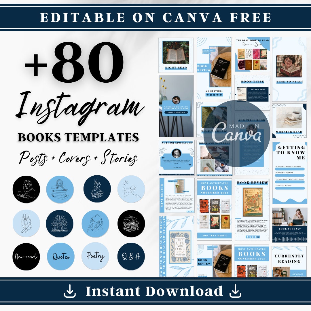 Books Instagram Posts Templates, Minimalist Bookstagram Templates ...