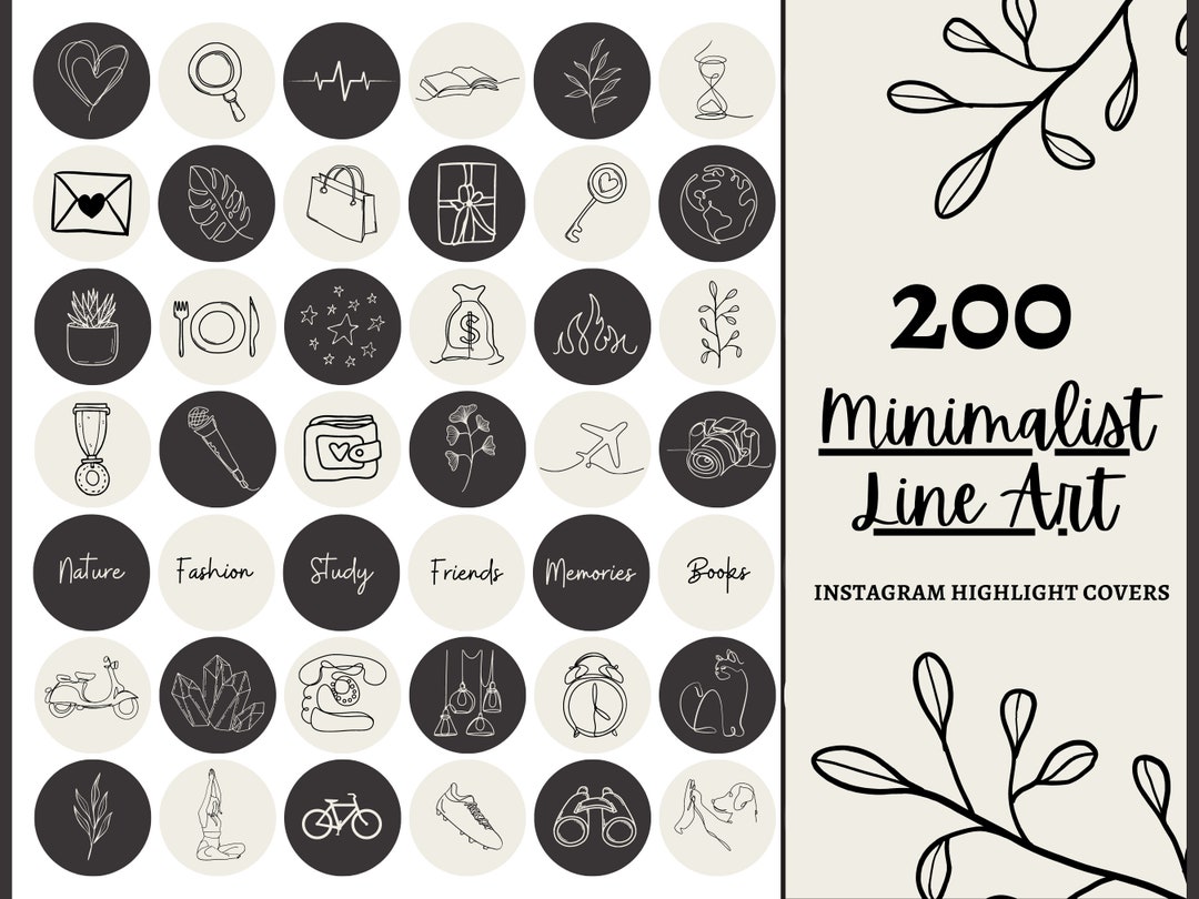 Line Art Instagram Highlight Covers Line Art Neutral Icons Instagram ...