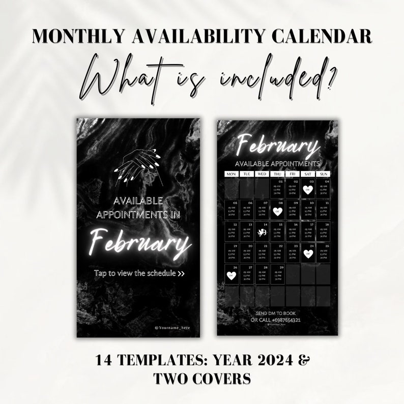 Nail Tech Calendar Instagram, Black Neon Nails Calendar , Monthly ...