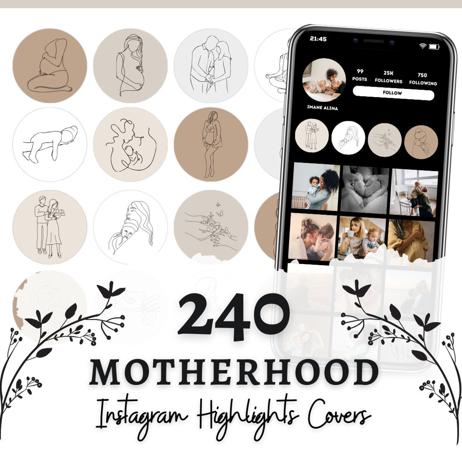 Motherhood Instagram Highlight Covers | Neutral Mom Life Backgrounds ...