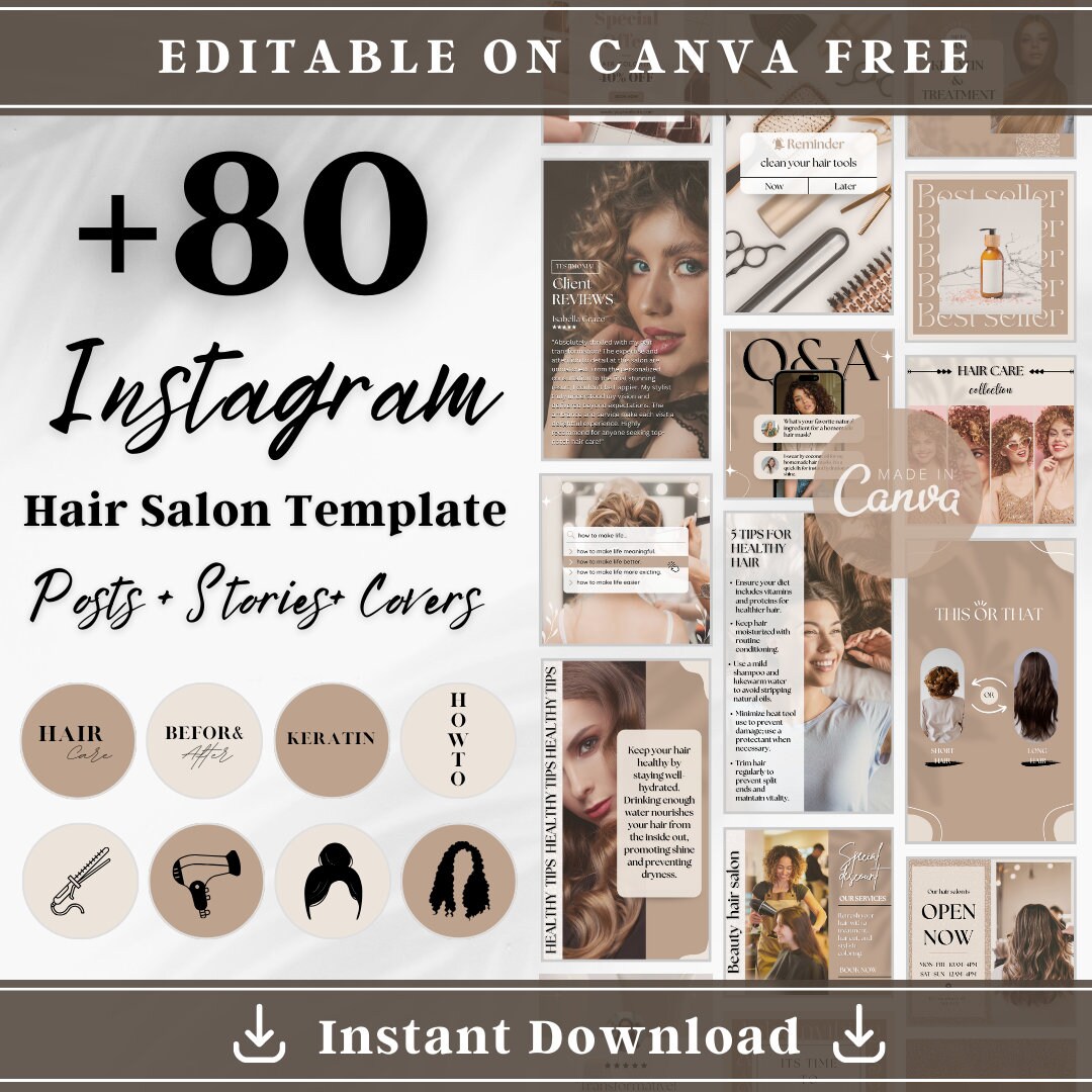 Hairdresser Instagram Templates: Minimalist Salon Posts & Stories ...