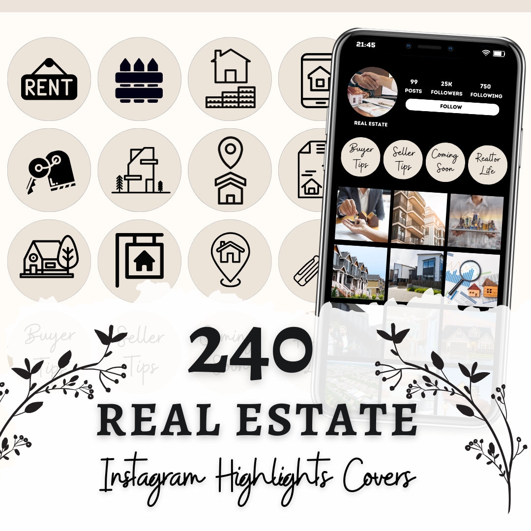 Real Estate Instagram Highlight Covers: Beige Realtor Icons (PNG) - Etsy