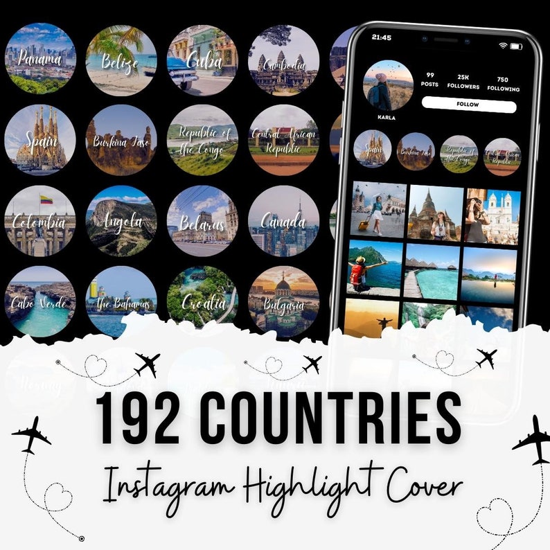 192 Travel Instagram Highlight Icons | Blog Story Covers (digital ...