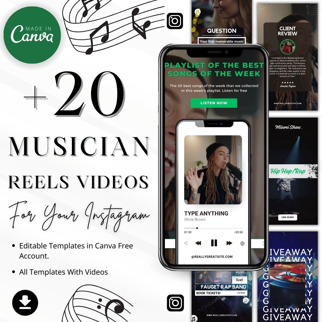 Musician Instagram Reels Template: Editable Video Reels (PDF) - Etsy