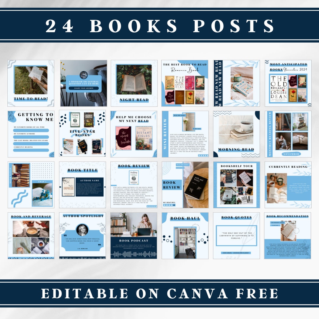 Books Instagram Posts Templates, Minimalist Bookstagram Templates ...