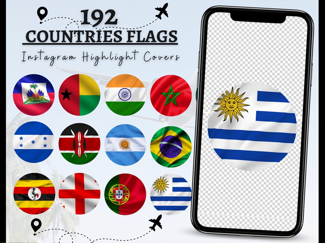 192 Countries & Islands Flags Highlight Instagram Travel - Etsy