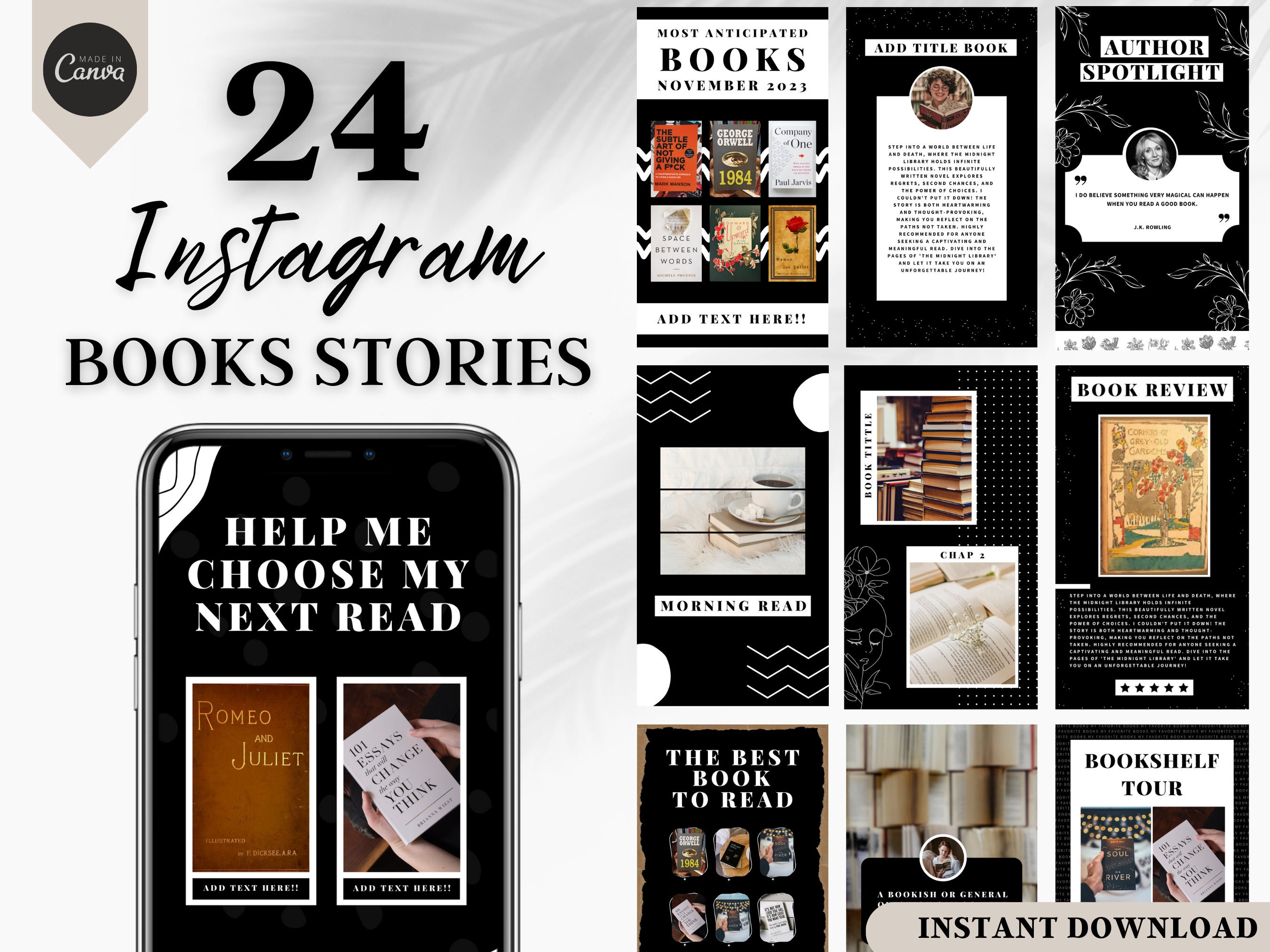 Books Instagram Story Templates Bookstagram Story Templates Editable ...
