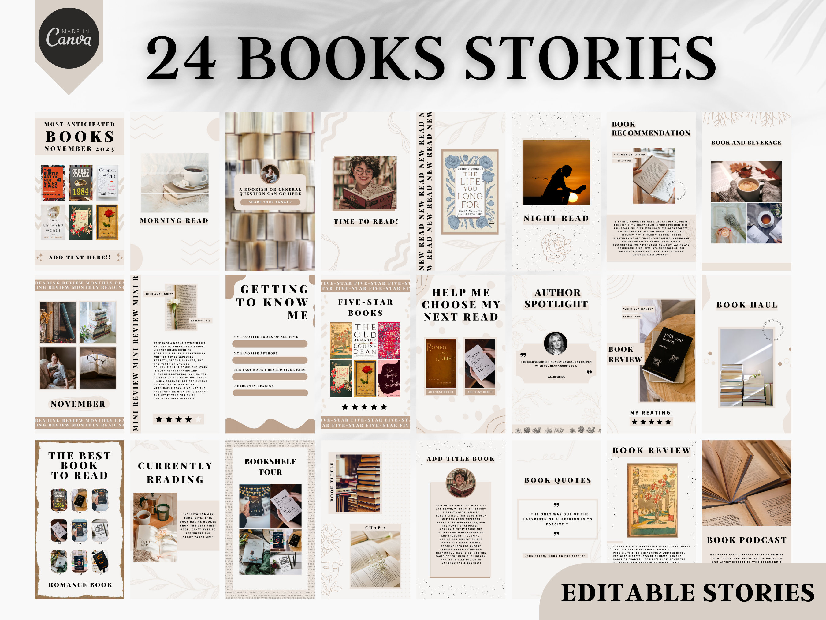 Books Instagram Posts Templates Minimalist Bookstagram - Etsy