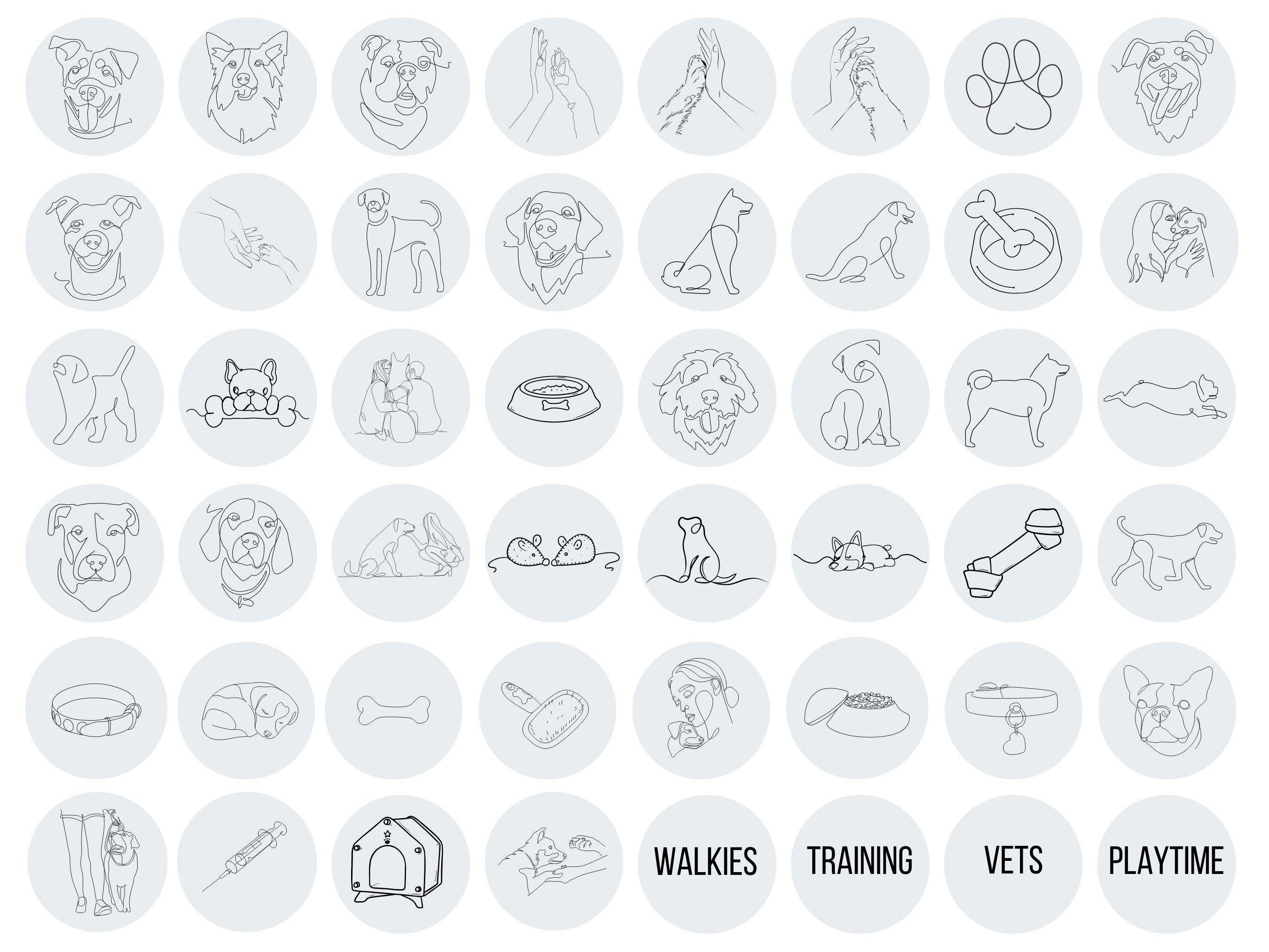 Dog Instagram Highlight Covers | Minimalist Line Art Highlight Covers ...