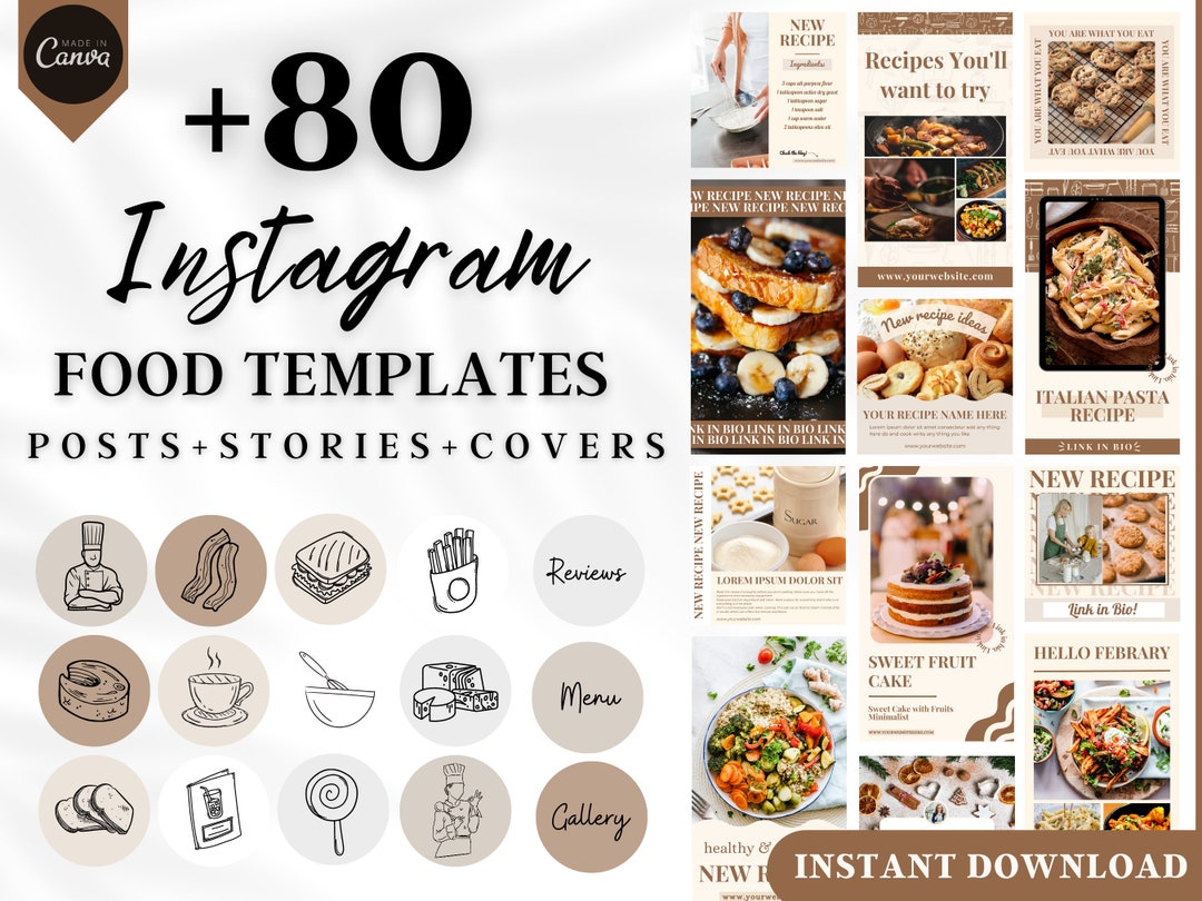 Food Instagram Posts Templates, Minimalist Foodie Templates, Editable ...